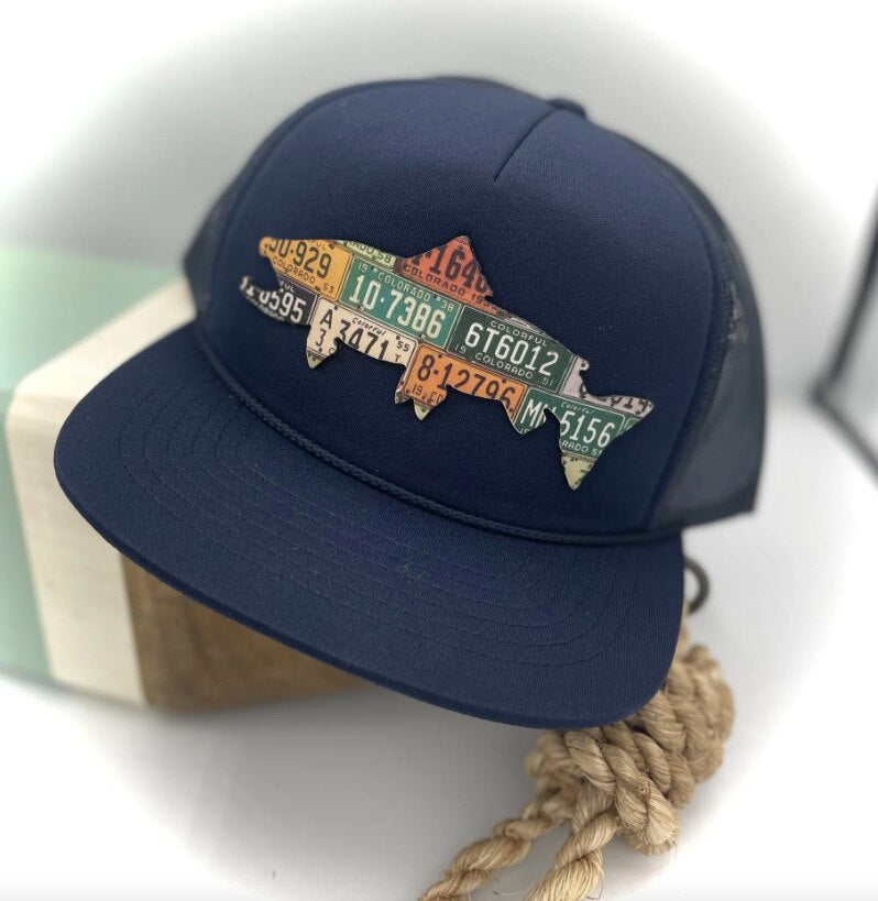 Cody's Fish Colorado Brown Trout License Plate Patch Foamie - Navy Blue ...